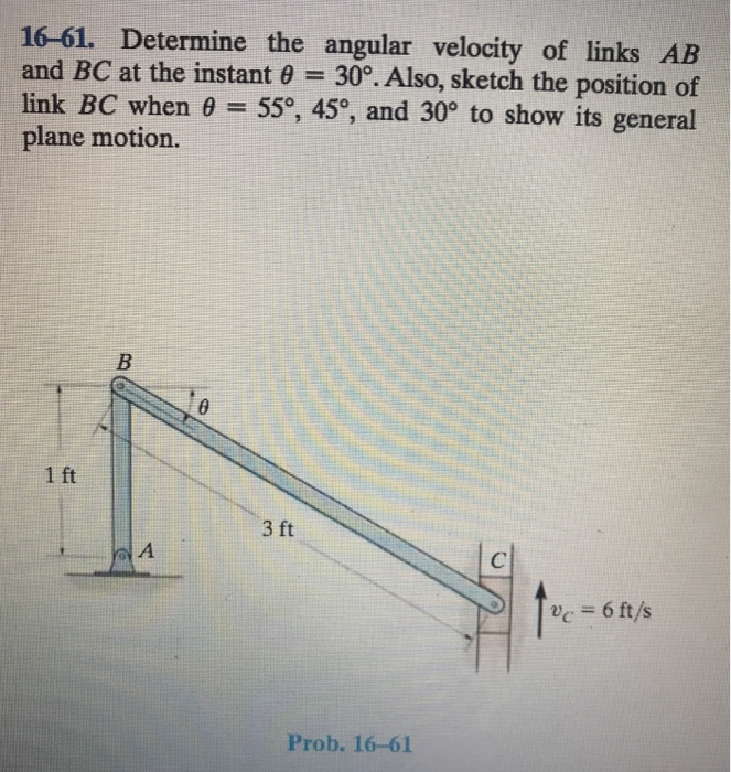 Solved 16-61. Determine the angular velocity of links AB and | Chegg.com