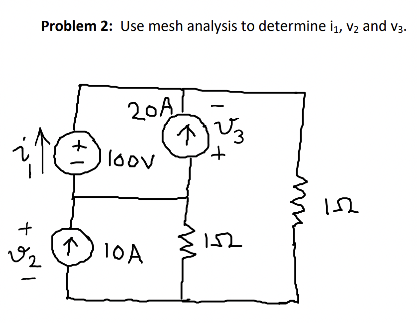 Solved Problem 2: Use mesh analysis to determine i1, V2 and | Chegg.com