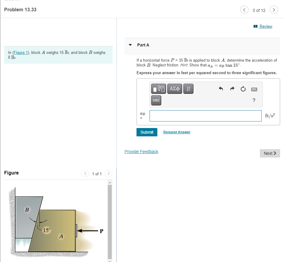 In (Figure 1), ﻿block A weighs 15lb, ﻿and block B | Chegg.com