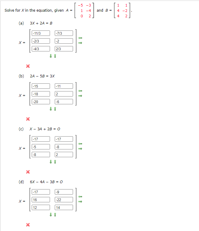 Solved 1 Solve for X in the equation, given A = -5 -3 1 -4 0 | Chegg.com