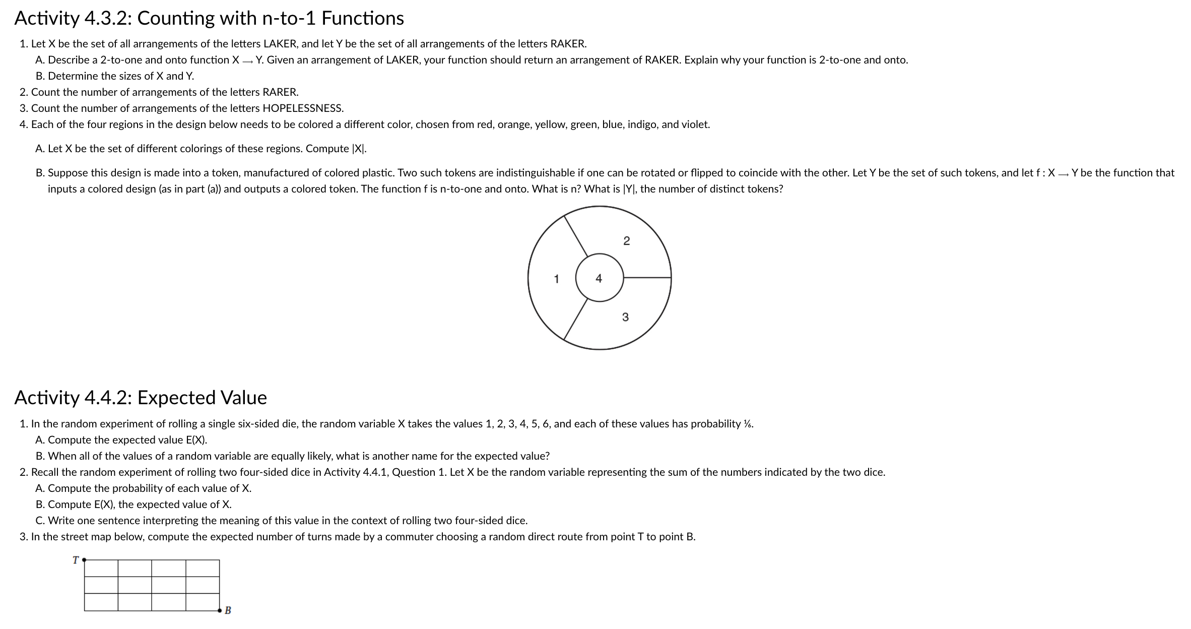 Solved Activity 4.3.2: Counting with n-to-1 Functions 1. Let | Chegg.com