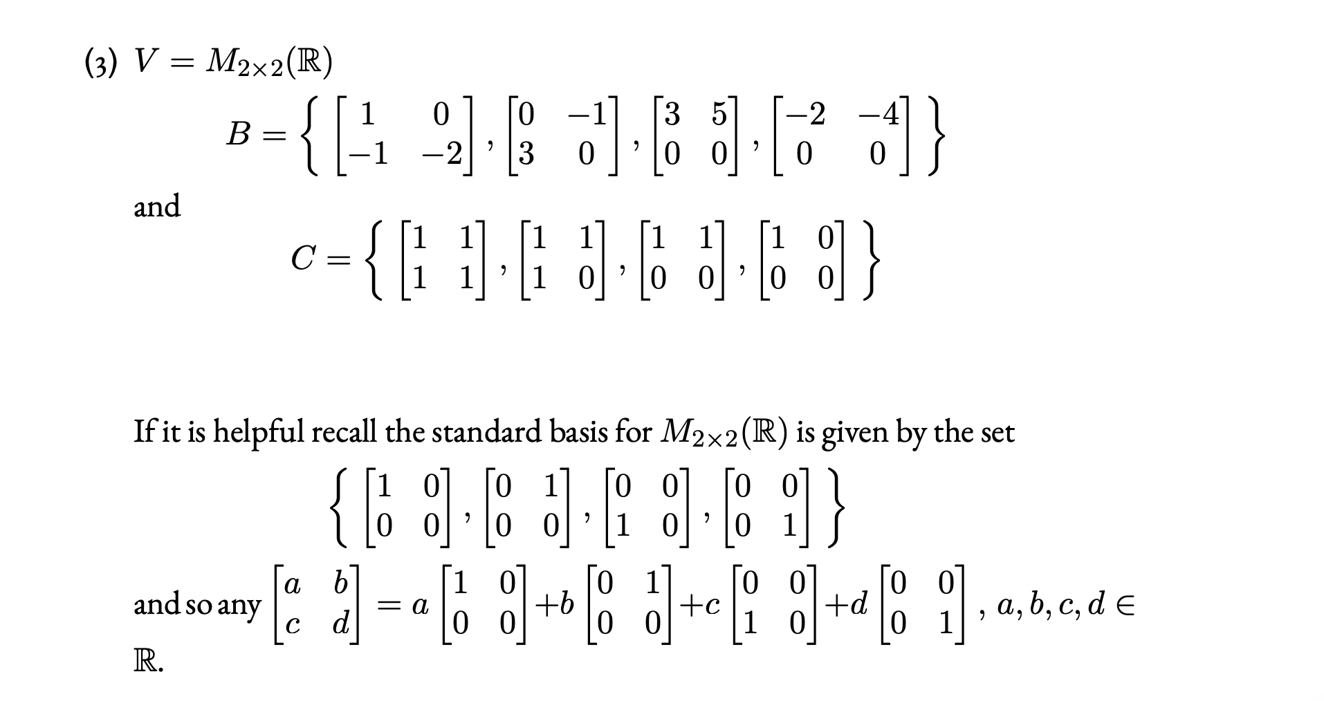 Solved Find the change of basis matrix PC←B from the given | Chegg.com