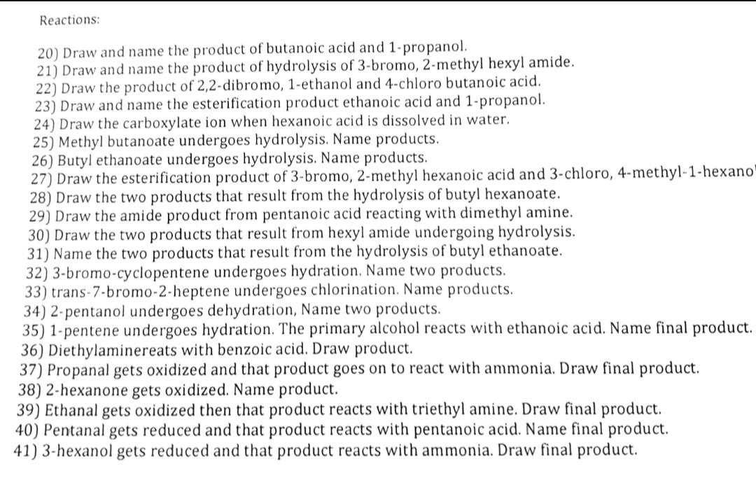 Solved 20) Draw and name the product of butanoic acid and | Chegg.com
