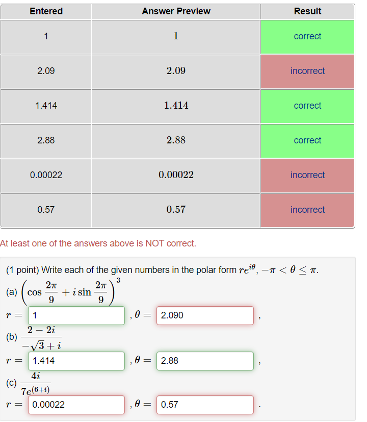 Solved Entered Answer Preview Result 1 1 correct 2.09 2.09 | Chegg.com
