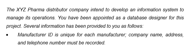 Solved The XYZ Pharma distributor company intend to develop | Chegg.com