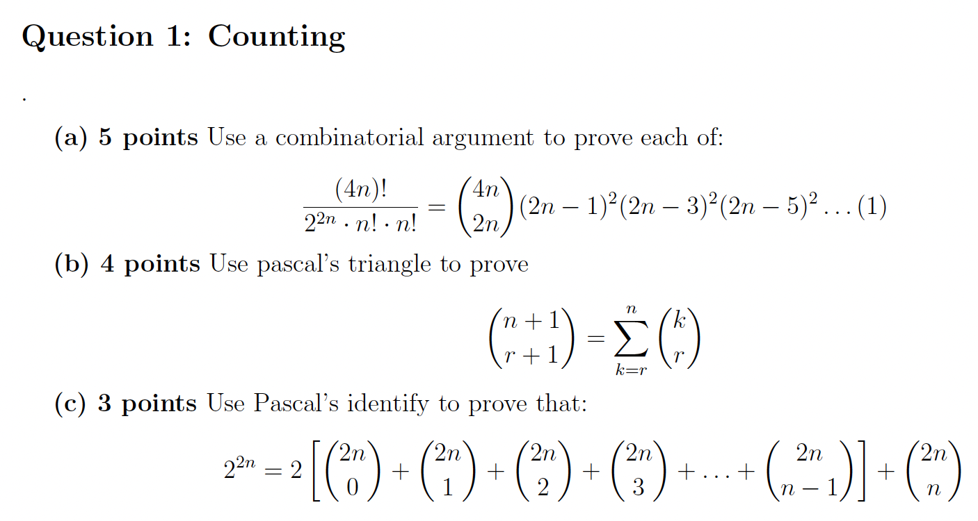 Solved Question 1 Counting A 5 Points Use A Combinatorial 