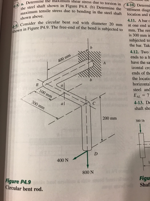 Solved 4-9 Consider the circular bent rod with diameter 20mm | Chegg.com