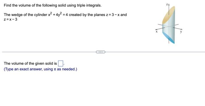 Solved Find the volume of the following solid using triple | Chegg.com