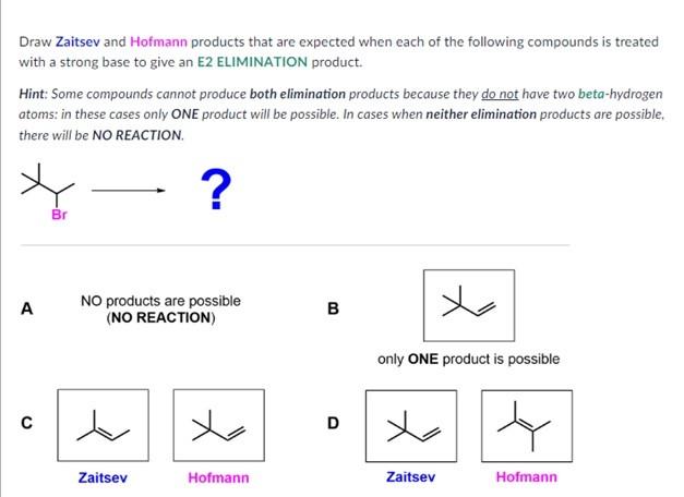 Solved Draw Zaitsev and Hofmann products that are expected | Chegg.com