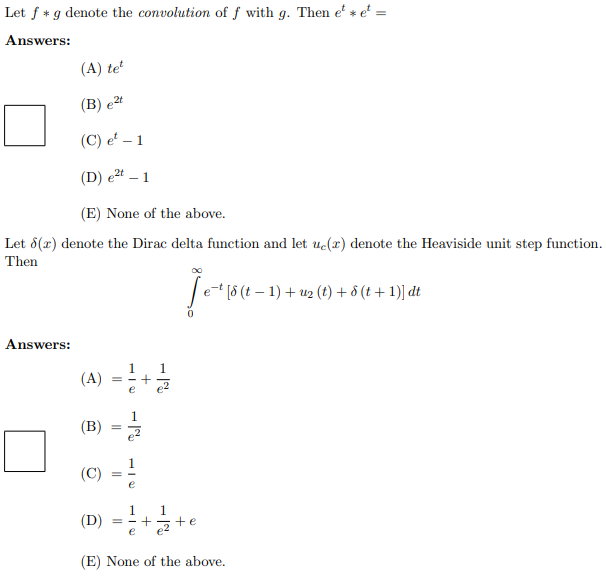 Solved Let f∗g denote the convolution of f with g. Then | Chegg.com
