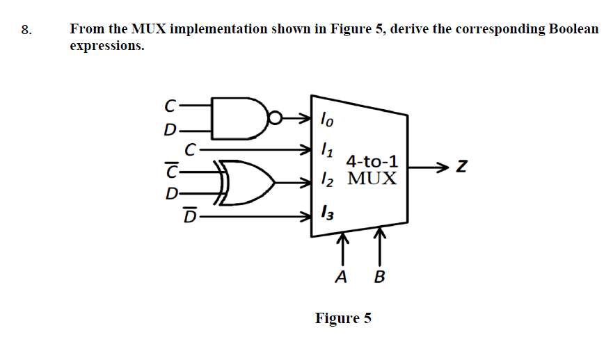 Solved 8. From the MUX implementation shown in Figure 5, | Chegg.com