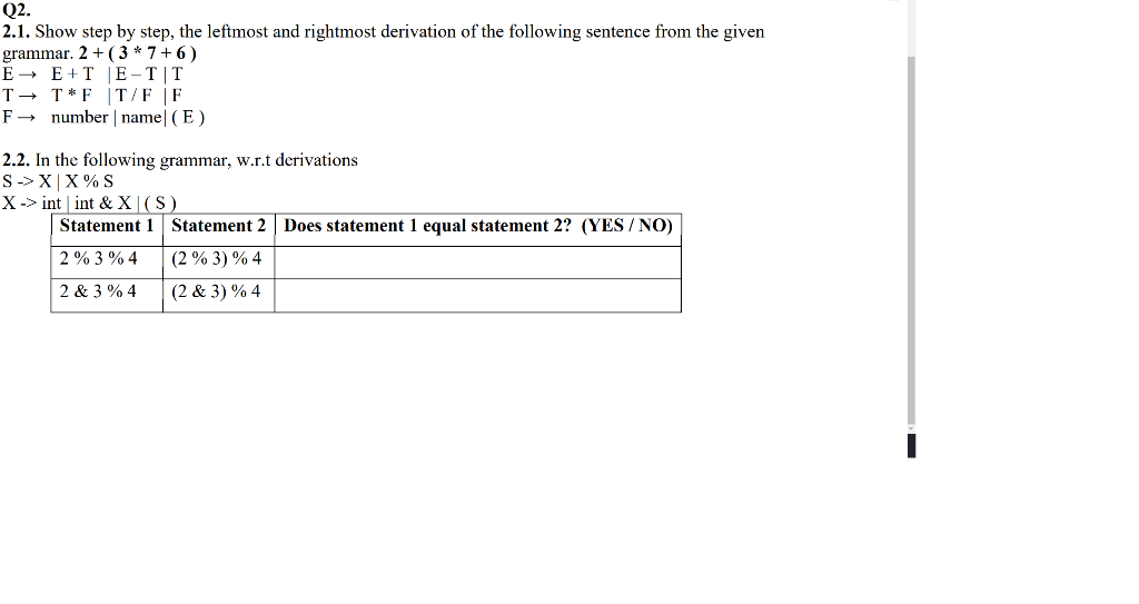 Solved Q2. 2.1. Show step by step, the leftmost and | Chegg.com