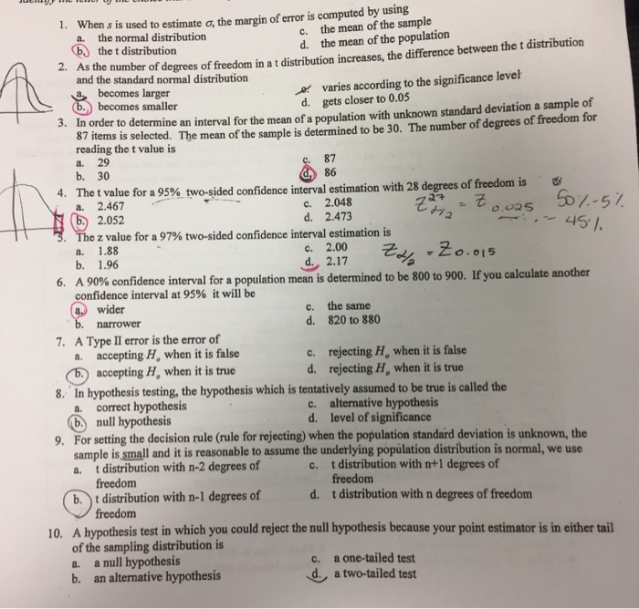 Solved When s is used to estimate ơ, the margin of error is | Chegg.com