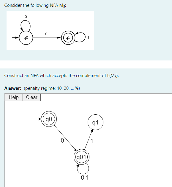 Solved Consider the following NFA M5: 90 q1 1 Construct an | Chegg.com