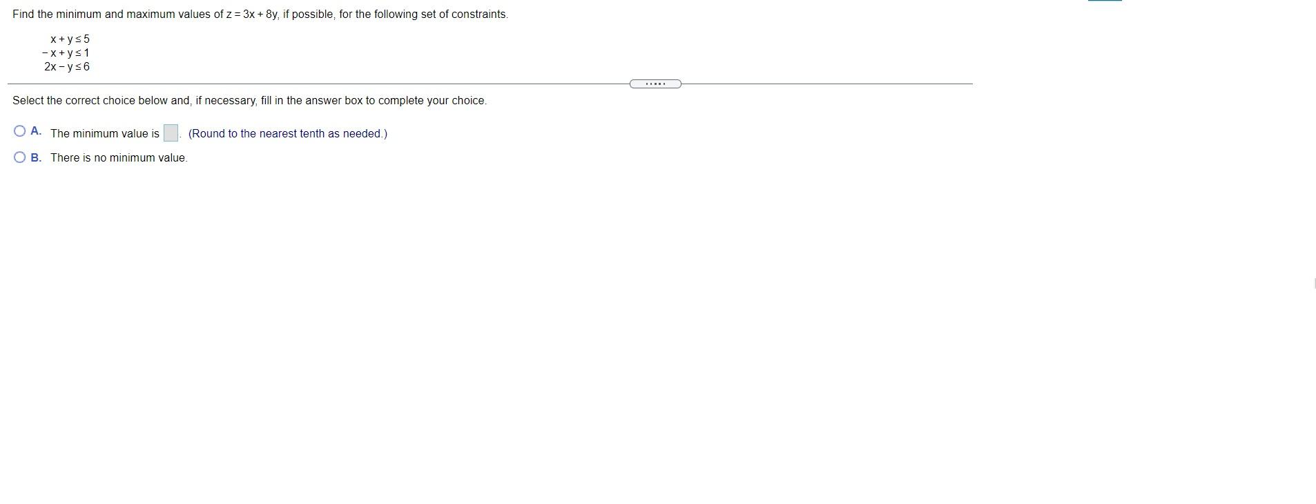 Solved Find the minimum and maximum values of Z = 3x + 8y, | Chegg.com