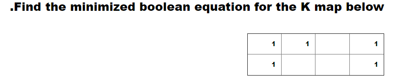 Solved .Find the minimized boolean equation for the K map | Chegg.com