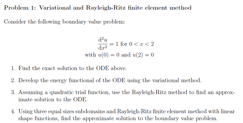 Solved The following problem is variational and | Chegg.com