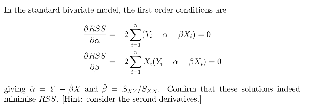 Solved In The Standard Bivariate Model The First Order