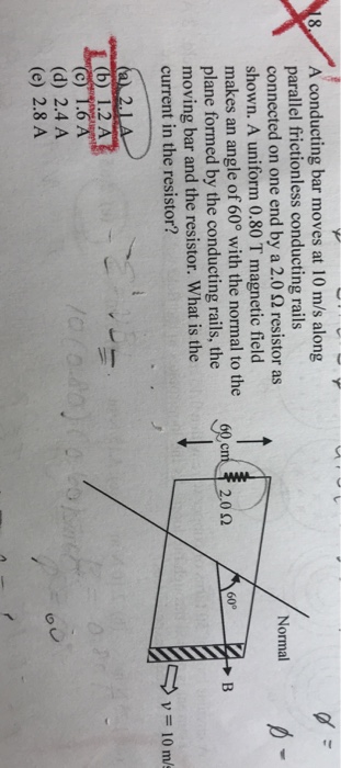 Solved 8 A conducting bar moves at 10 m/s along parallel | Chegg.com