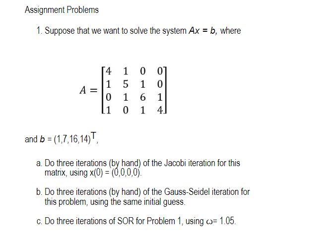 Solved Assignment Problems 1. Suppose that we want to solve | Chegg.com