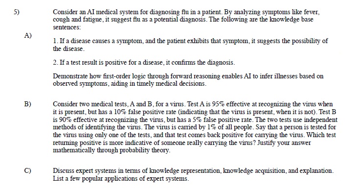 Solved Consider an AI medical system for diagnosing flu in a | Chegg.com