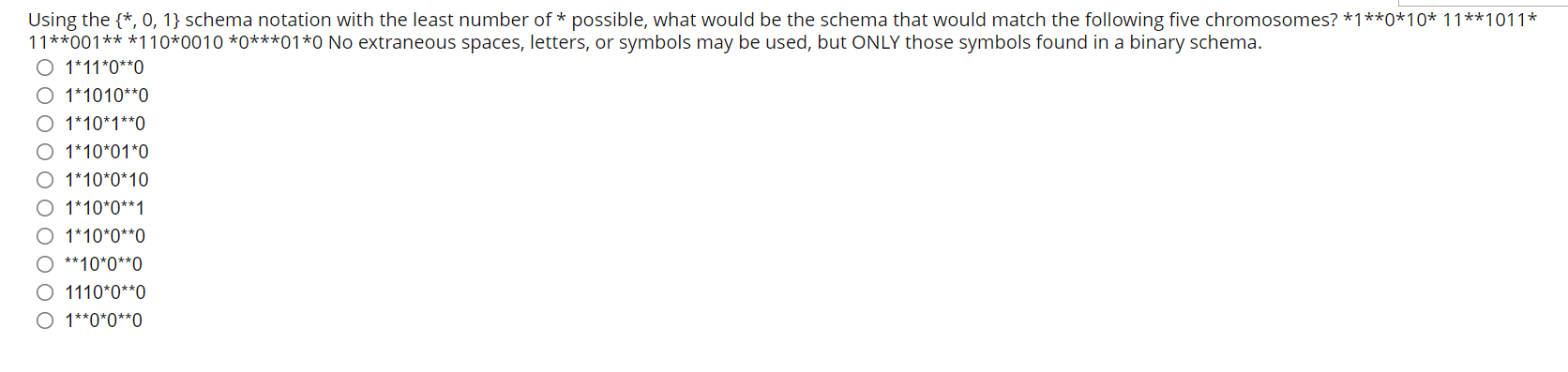 Solved Using the {∗,0,1} schema notation with the least | Chegg.com