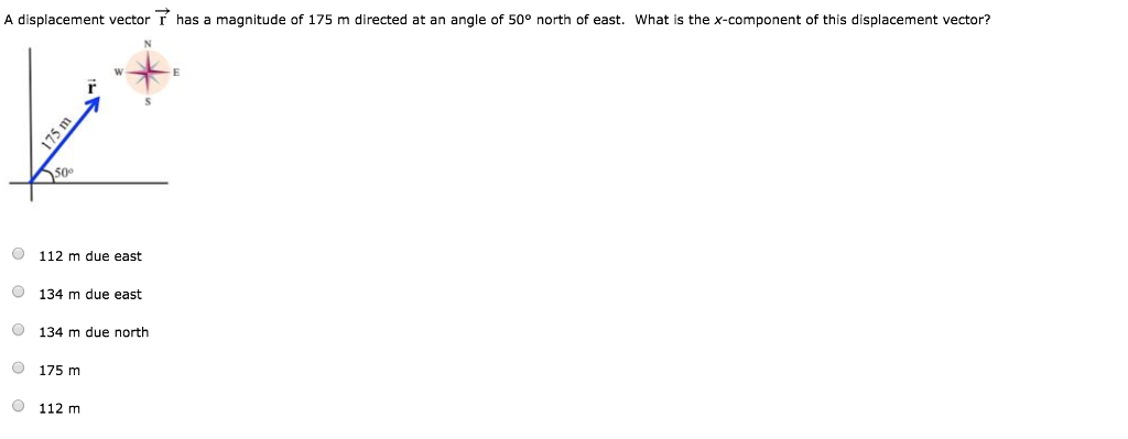 Solved A displacement vector r has a magnitude of 175 m | Chegg.com