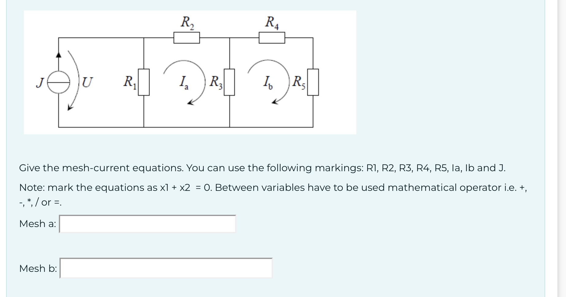 Solved Give the mesh-current equations. You can use the | Chegg.com