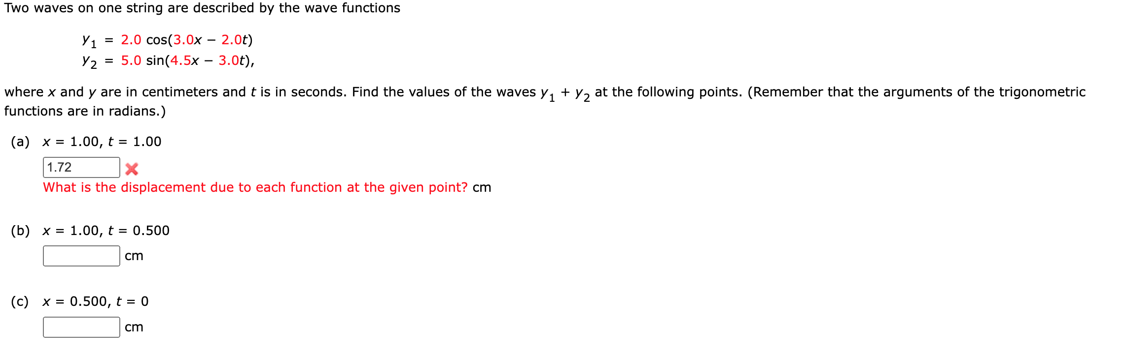Solved Two waves on one string are described by the wave | Chegg.com