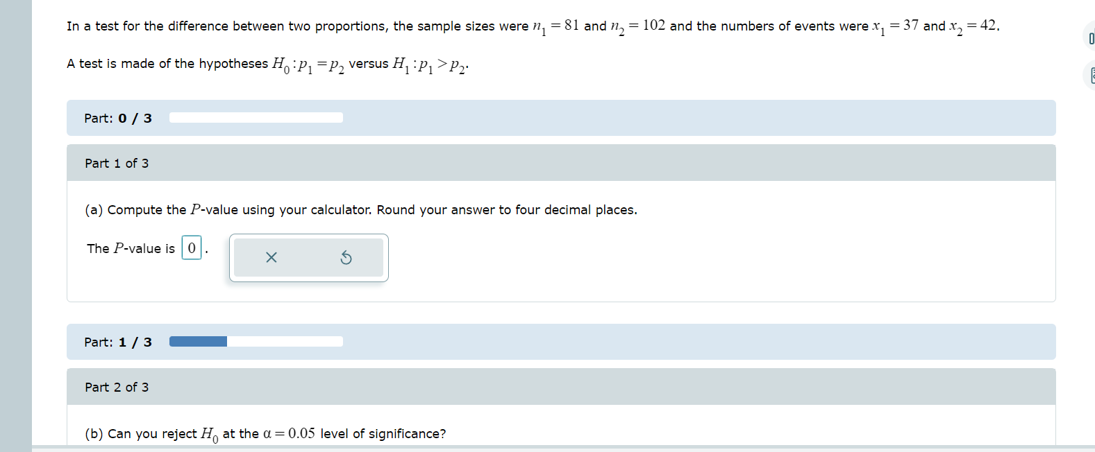 Solved In a test for the difference between two proportions, | Chegg.com