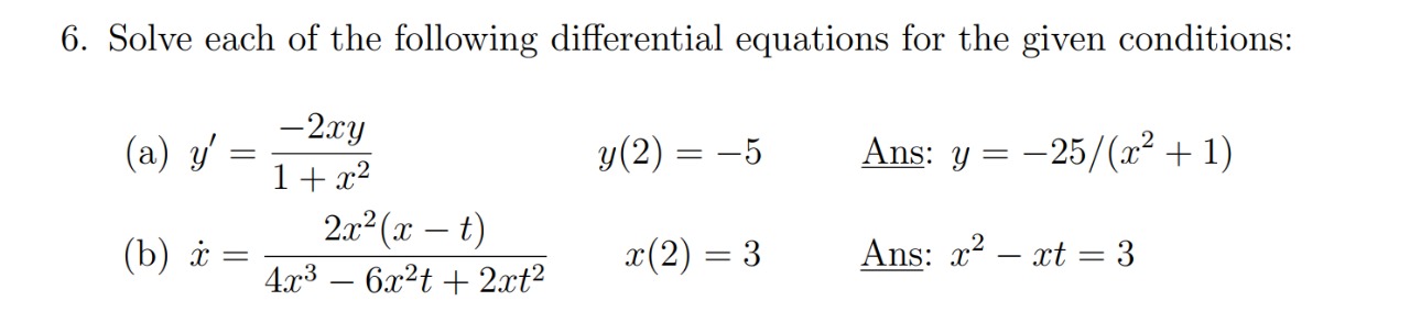 Solved Solve each of the following differential equations | Chegg.com