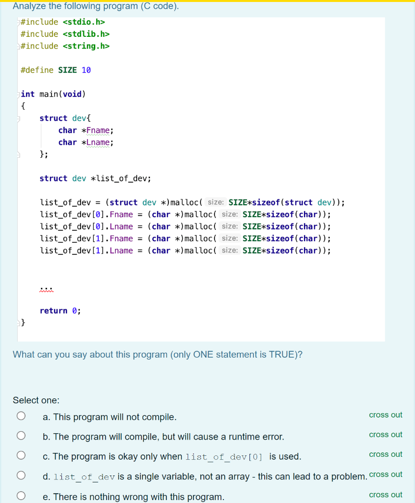 Solved Analyze the following program (C code). #include | Chegg.com