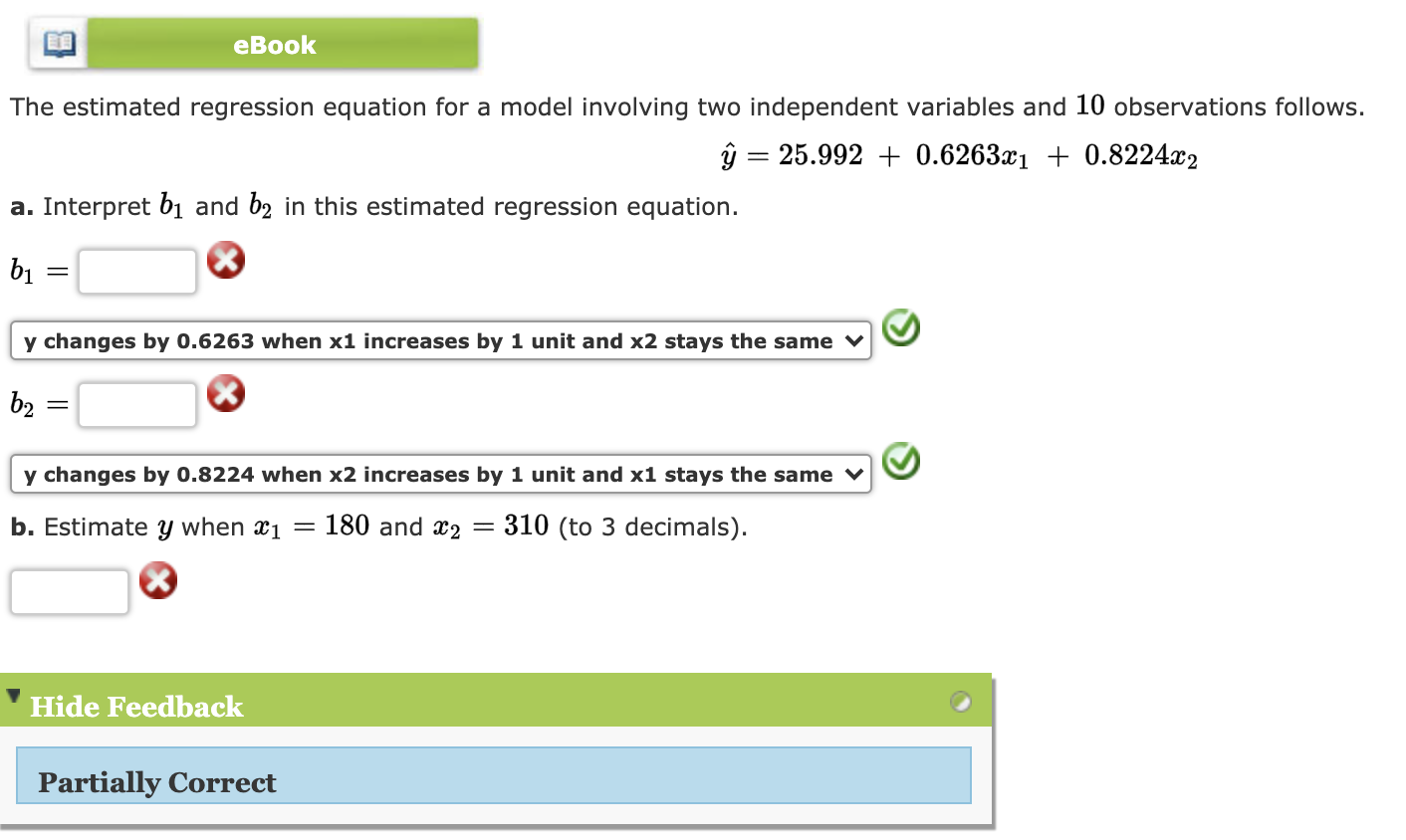Solved eBook The estimated regression equation for a model | Chegg.com