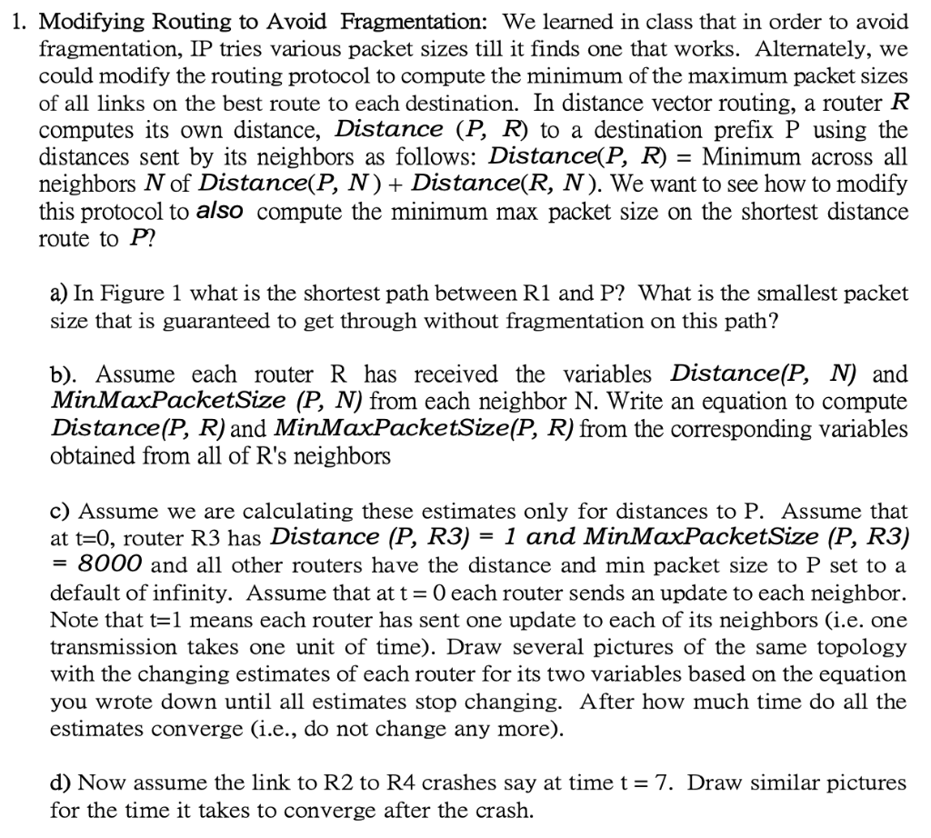 Modifying Routing to Avoid Fragmentation: We learned | Chegg.com