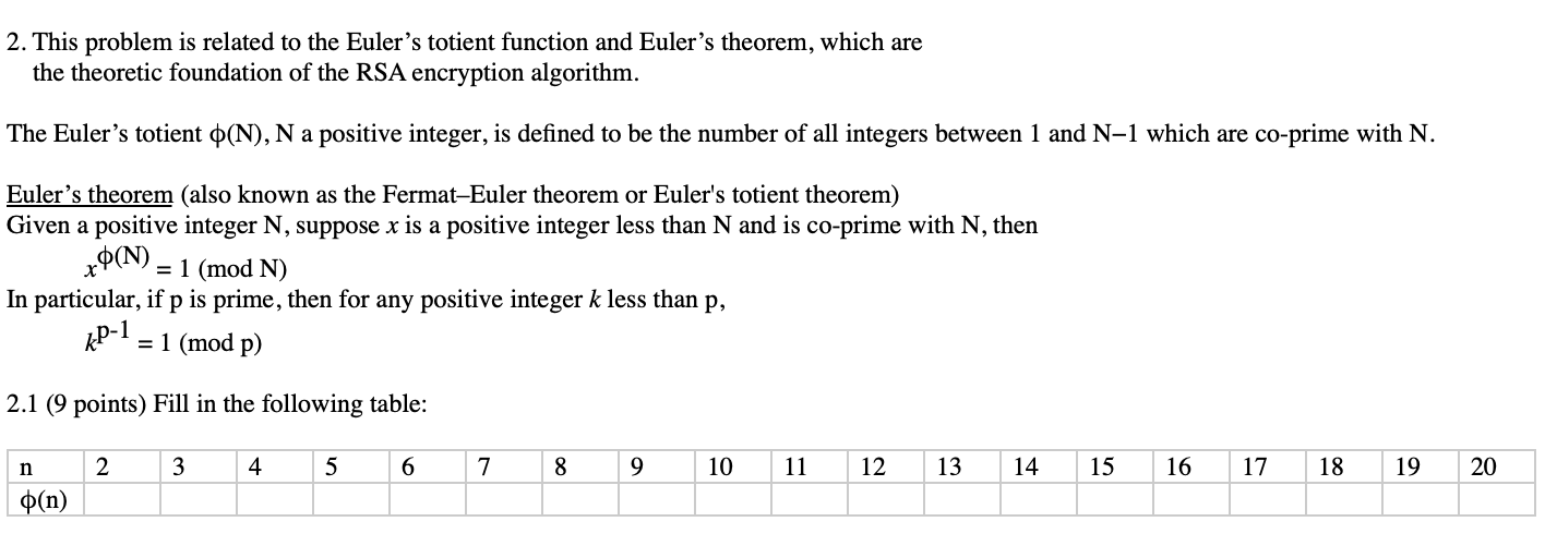 Solved 2 This Problem Is Related To The Eulers Totient