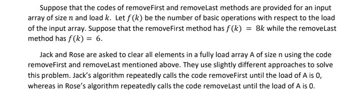 Solved Suppose that the codes of removeFirst and removeLast | Chegg.com