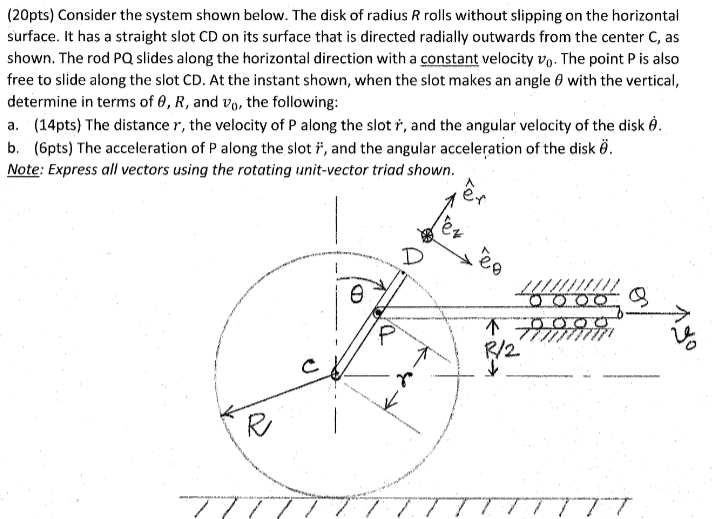 Solved (20pts) Consider the system shown below. The disk of | Chegg.com