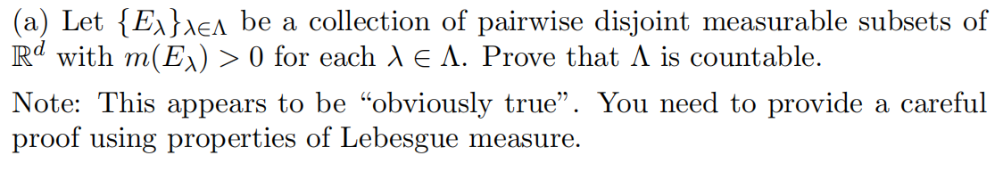 Solved (a) Let {Ex}xea be a collection of pairwise disjoint | Chegg.com