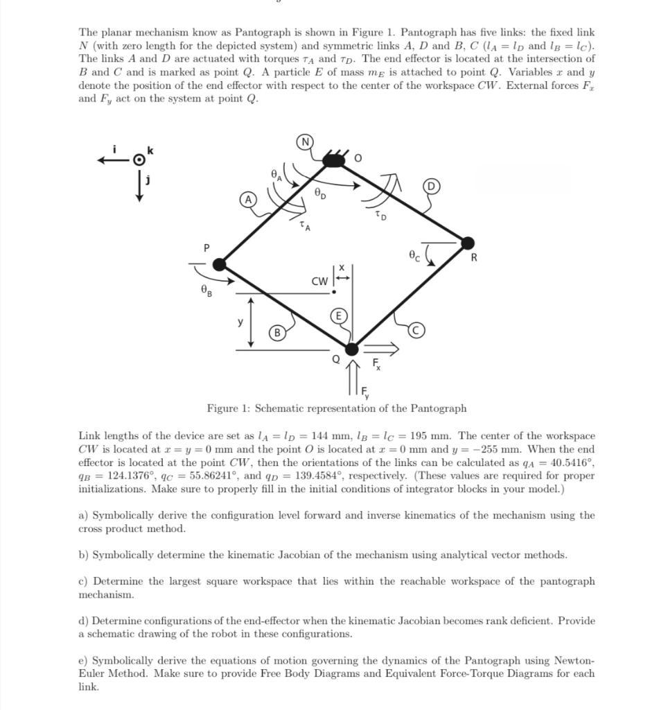Solved The planar mechanism know as Pantograph is shown in | Chegg.com