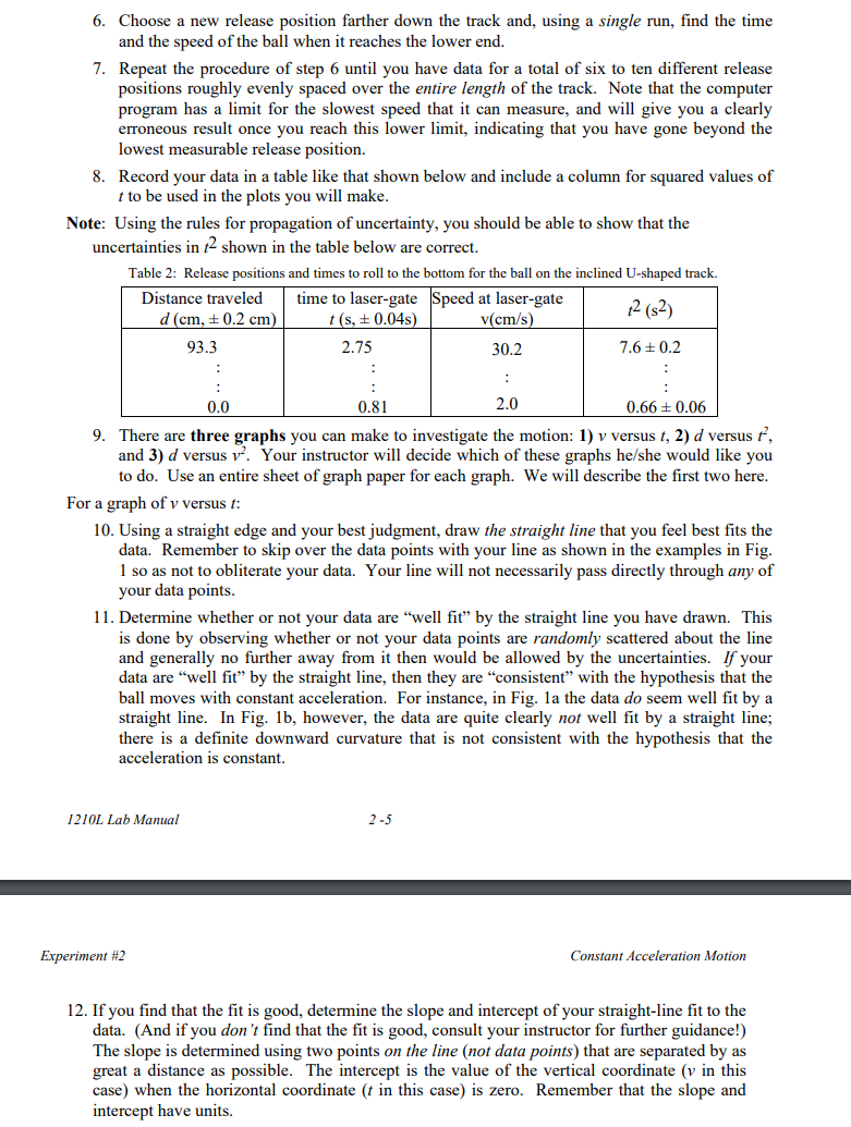 Solved Experiment 2 Data Constant Acceleration Motion | Chegg.com