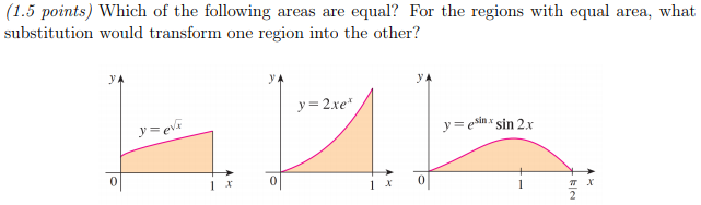Solved (1.5 points) Which of the following areas are equal? | Chegg.com
