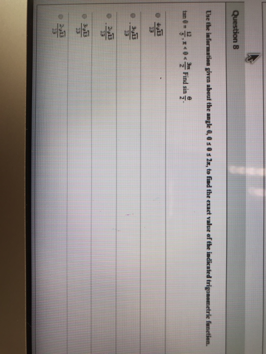 Solved Use the information given about the angle A, 2?, to | Chegg.com