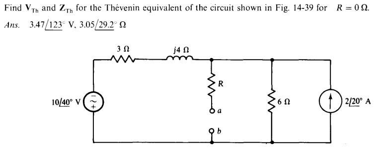 Solved Find VTh and ZTh for the Thévenin equivalent of the | Chegg.com