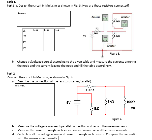 Solved Task 1. Part1 a. Design the circuit in Multisim as | Chegg.com