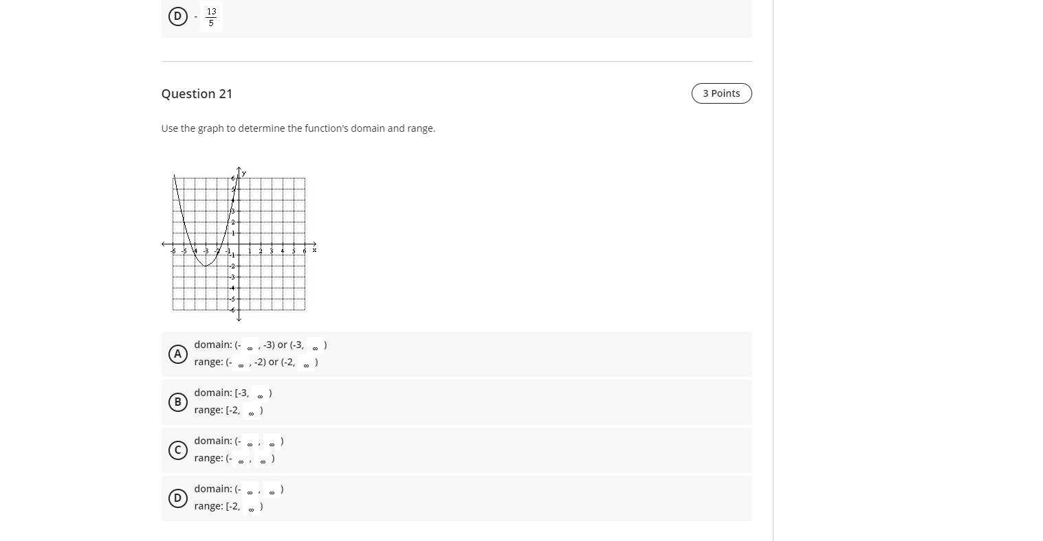 Solved o D ज Question 21 3 Points Use the graph to determine | Chegg.com