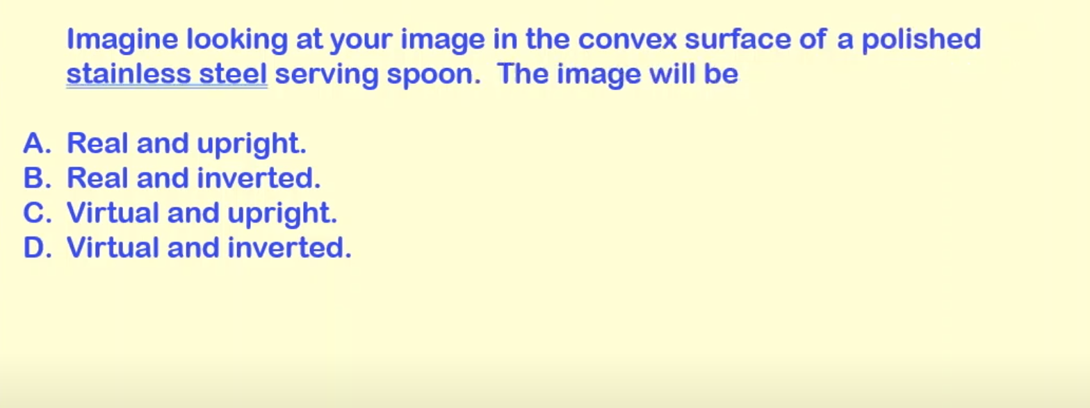Solved Imagine looking at your image in the concave surface | Chegg.com