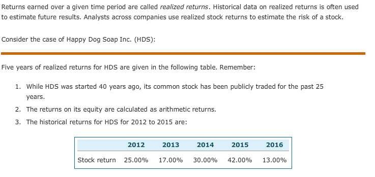 1. Given the preceding data, the average realized | Chegg.com