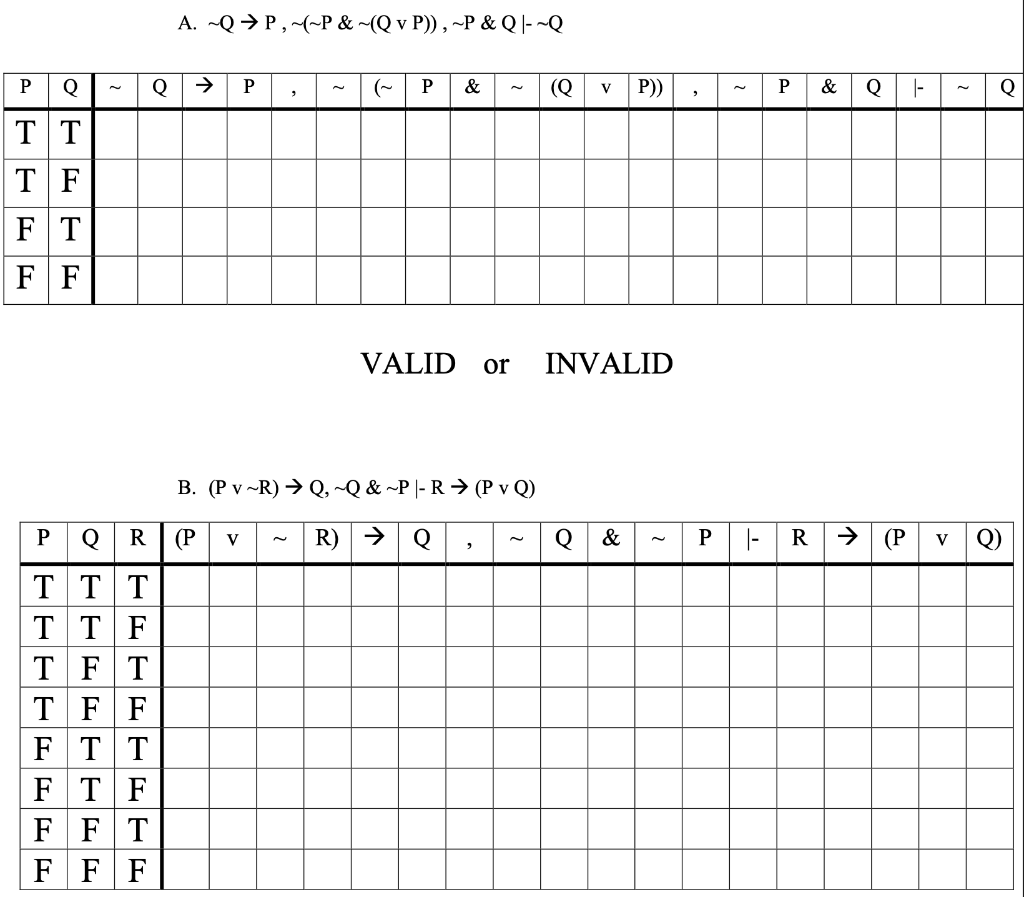 Solved For the following arguments, construct a truth table | Chegg.com