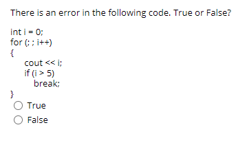 Solved There is an error in the following code. True or | Chegg.com
