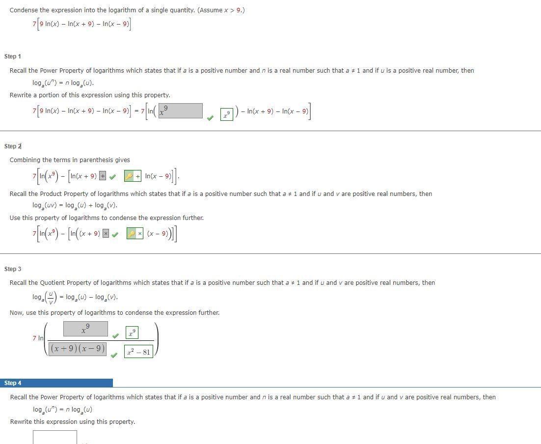 Solved Condense the expression into the logarithm of a | Chegg.com